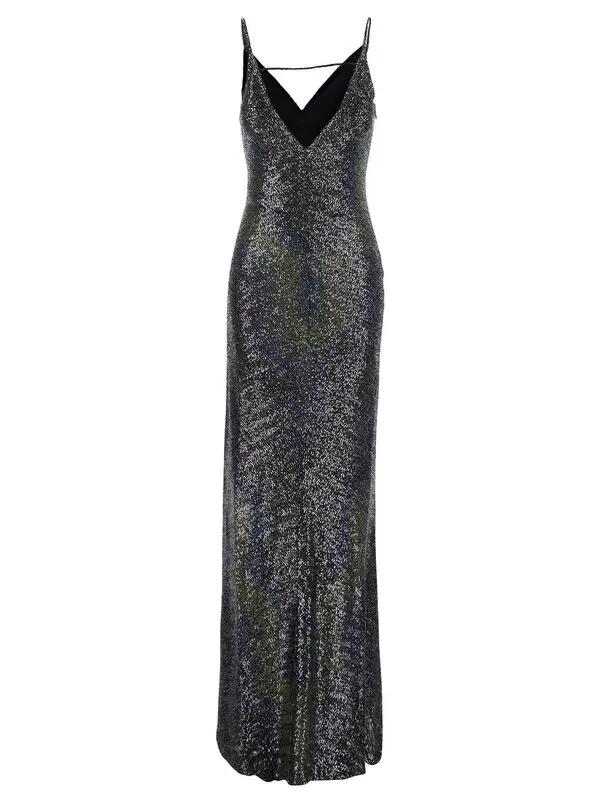 Missoni V-neck Sequin Sleeveless Long Dress With Open Back - Multicolor