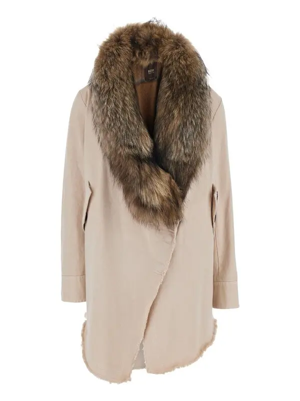 BAZAR DELUXE Utility Parka Jacket With Fur Collar And Removable Lining - Beige