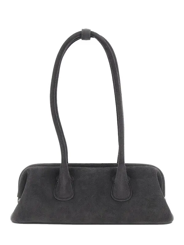 OSOI Boat Wide Mini Suede Shoulder Handbag With Two Top Handles, 31x10x7 Cm - Brown