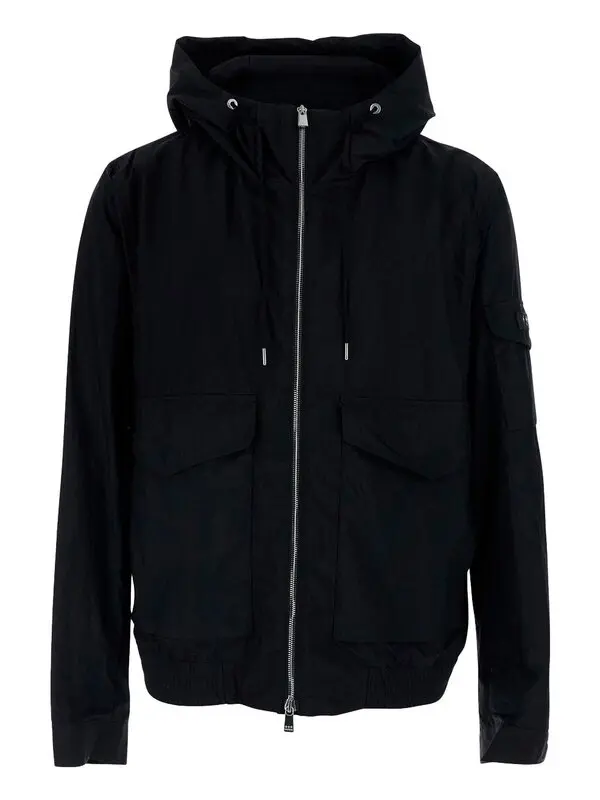 TATRAS Tech Fabric Gorgo Hooded Zip Jacket With Elastic Cuffs - Black
