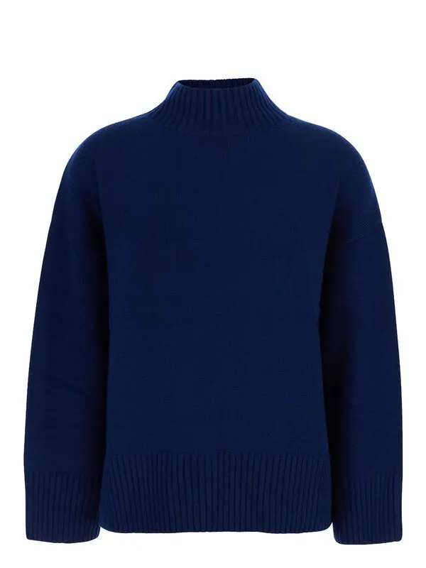 LEPLAIN 5gg Cashmere Mock Neck Pullover With High Collar And Long Sleeves - Blu