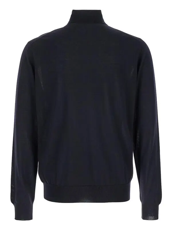 LEPLAIN Virgin Wool Turtleneck Sweater With High Collar And Ribbed Finishes - Blu