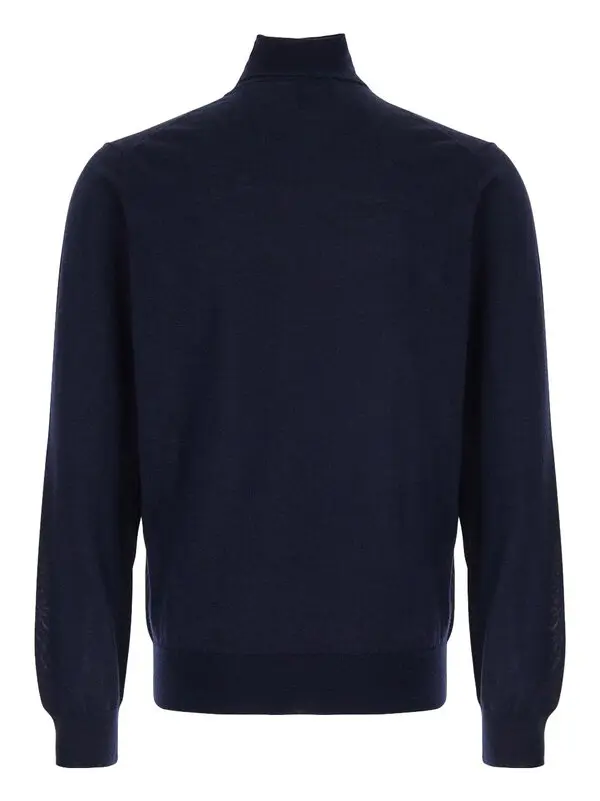 LEPLAIN Merino Wool Silk Cashmere Turtleneck Sweater With Long Sleeves - Blu