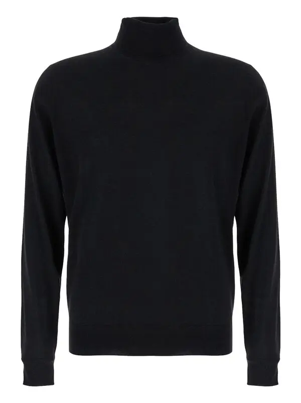 LEPLAIN Ribbed Turtleneck Sweater In Merino Wool, Silk & Cashmere For - Black