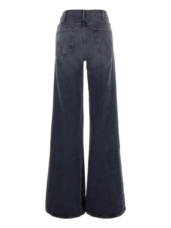 MOTHER High-waist Wide-leg Faded Jeans With Back Logo Embroidery - Grey