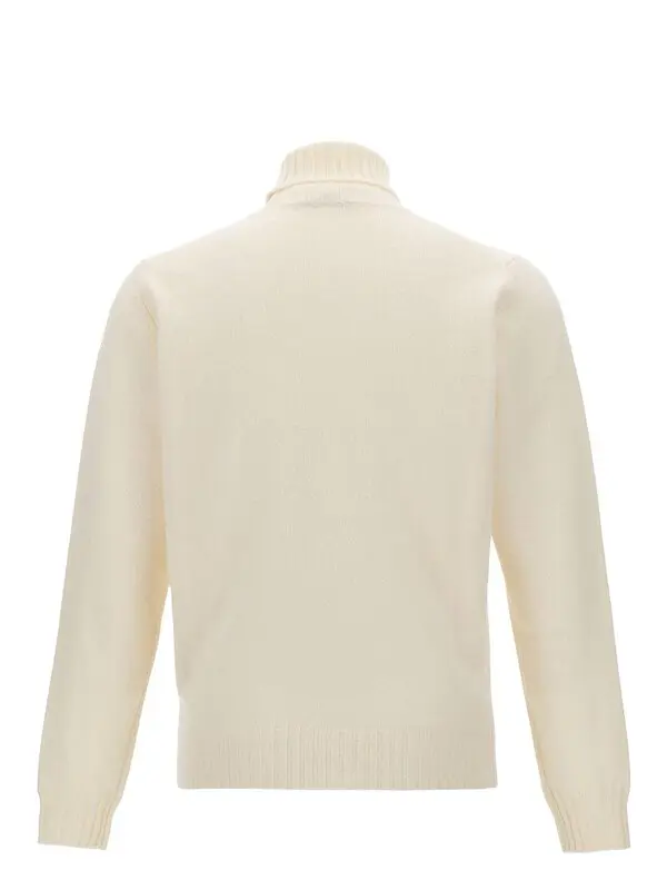 GAUDENZI Wool & Cashmere Ribbed Turtleneck With Fold-over Collar - White