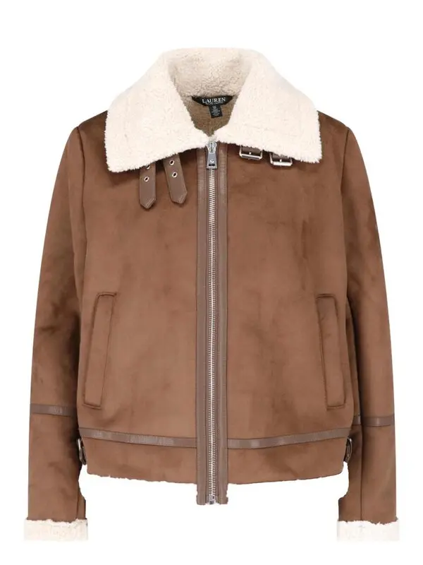 Ralph Lauren Faux Shearling Aviator Jacket - Brown