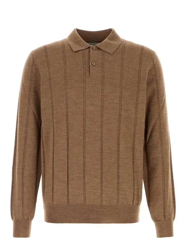 Canali Wool Polo Shirt - Camel