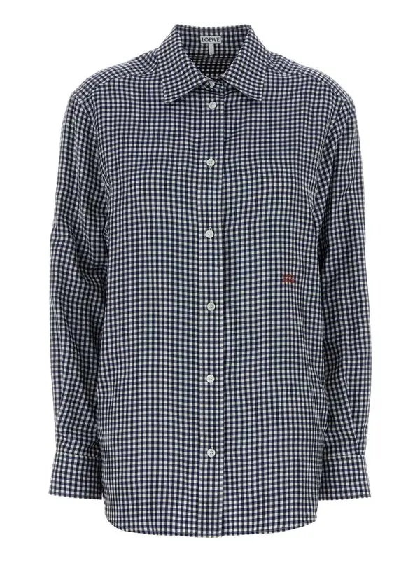 Loewe Embroidered Twill Silk Shirt - Checked