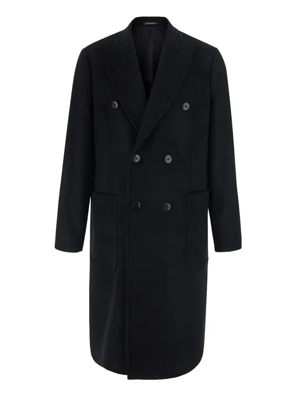 Emporio Armani Double-breasted Wool-cashmere Jacket With Peak Lapels - Black