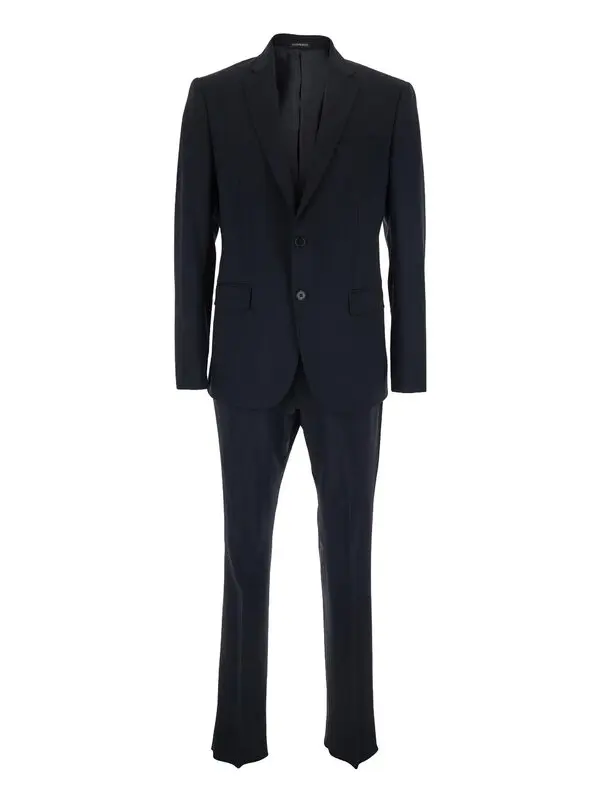 Emporio Armani S Single-breasted Slim Fit Wool Suit With Notched Revers - Blu