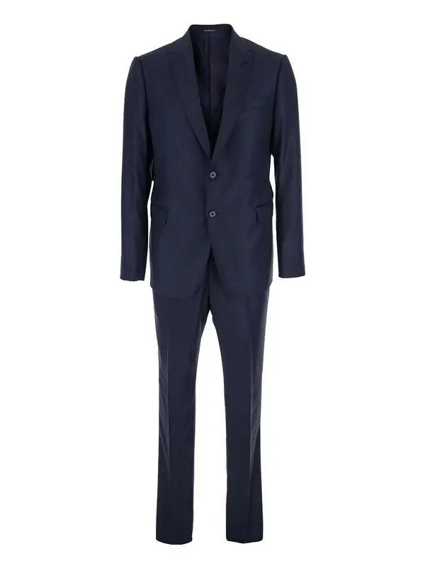 Emporio Armani S Wool-blend Two-button Suit Jacket And Regular-fit Trousers - Blu
