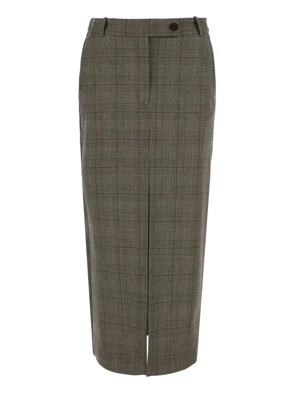 Pinko Wool-blend High-waist Pleated Mini Skirt With Stripe Motif And Back Logo Patch - Grey