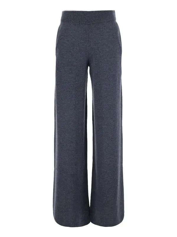 Pinko Elegant Wool-cashmere Straight-leg High-waist Pants For - Grey