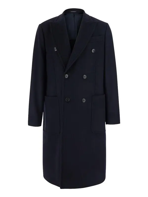 Emporio Armani S Wool & Cashmere Double-breasted Peak Revers Jacket - Blu