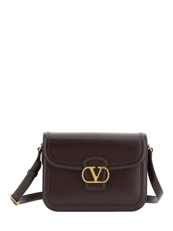 Valentino Garavani Vlogo Mini Crossbody Handbag With Adjustable Leather Strap - Brown