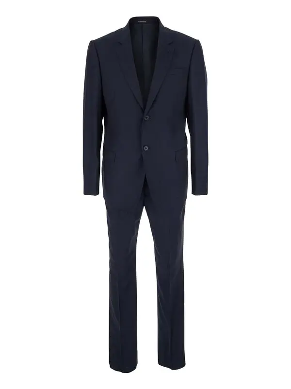Emporio Armani Tech Fabric Regular-fit Two-piece Suit With Notched-revers Two-button Jacket And Trousers - Blu