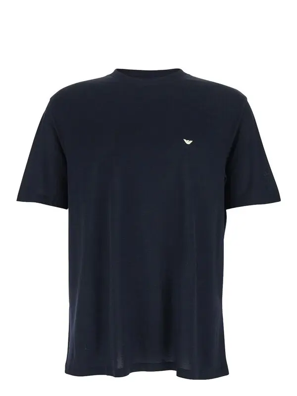 Emporio Armani Aquila Logo Lyocell & Cotton T-shirt For - Blu
