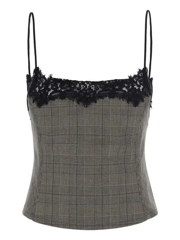 Pinko Wool Blend Long Sleeve Top With Refined Front And Back Details - Grey