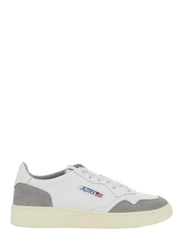 AUTRY Medalist Low-top Sneaker With Logo Patch & Suede Details - Grey