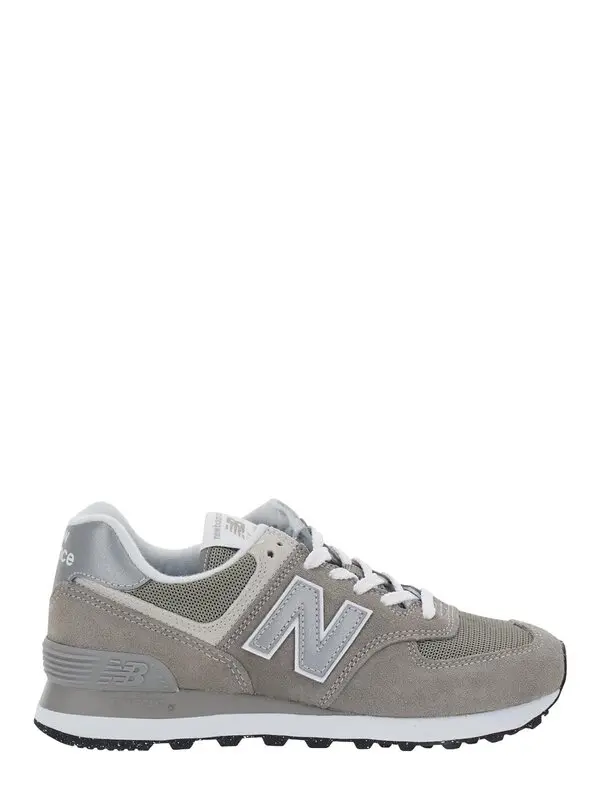 NEW BALANCE Classic Leather & Textile Lace-up Sneaker With Side Logo Detail - Grey