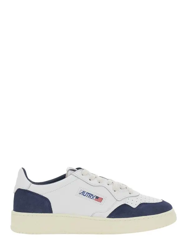 AUTRY Medalist Low Top Sneaker With Logo Patch And Suede & Leather Details - Blu