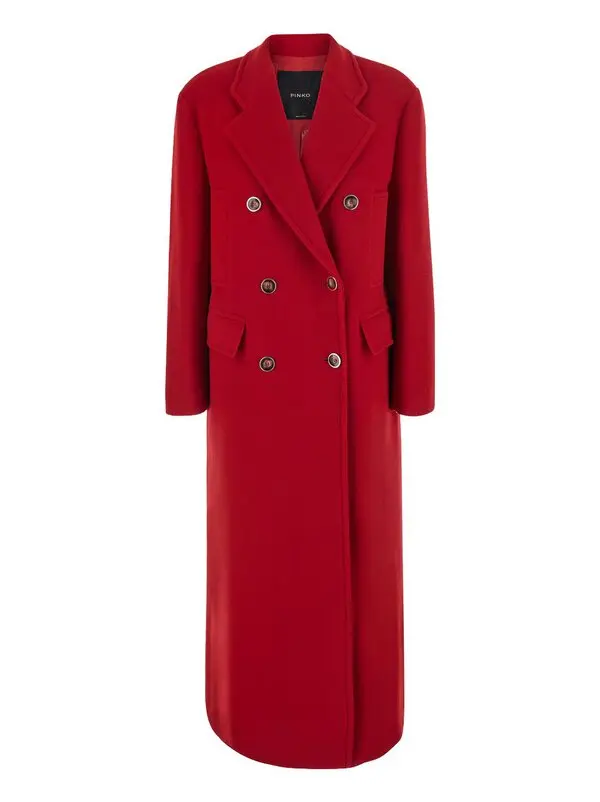 Pinko Double-breasted Wool Jacket With Notched Lapels And Patch Pockets - Red