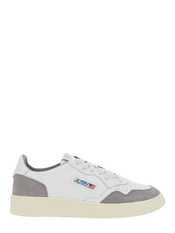 AUTRY Suede Low Top Sneaker With Logo Patch On The Tongue - Grey