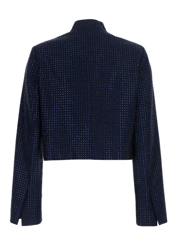 Pinko Two-button Beaded Tech Fabric Blazer With Welt Pockets - Blu