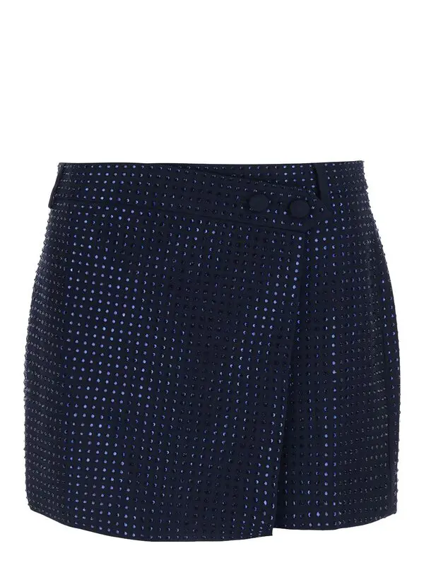 Pinko Soave Blue Skirt With All-over Sequins In Tech Fabric For - Blu
