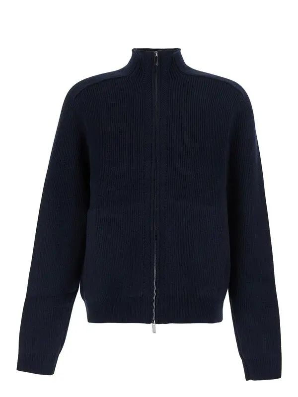 Emporio Armani Corn Point V-neck Tech Fabric Sweater For - Blu