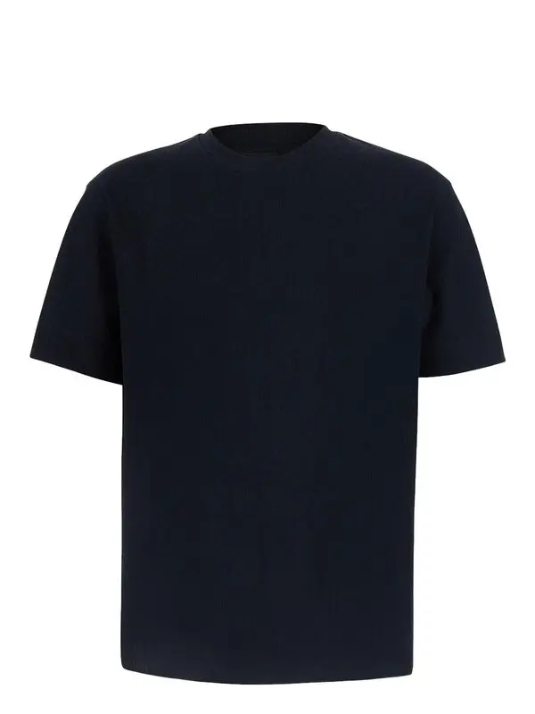 Emporio Armani Tone-on-tone Logo Embroidered Cotton Crew Neck T-shirt For - Blu