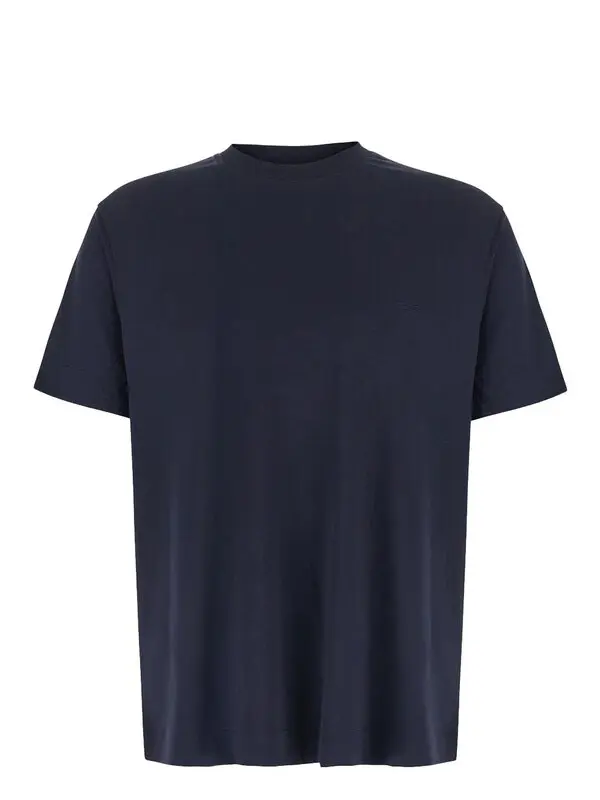 Emporio Armani S Modal T-shirt With Round Neck And Tone-on-tone Logo - Blu
