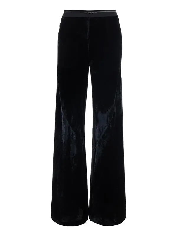 SEMICOUTURE Velvet Pants With Pockets And Straight Hems - Black