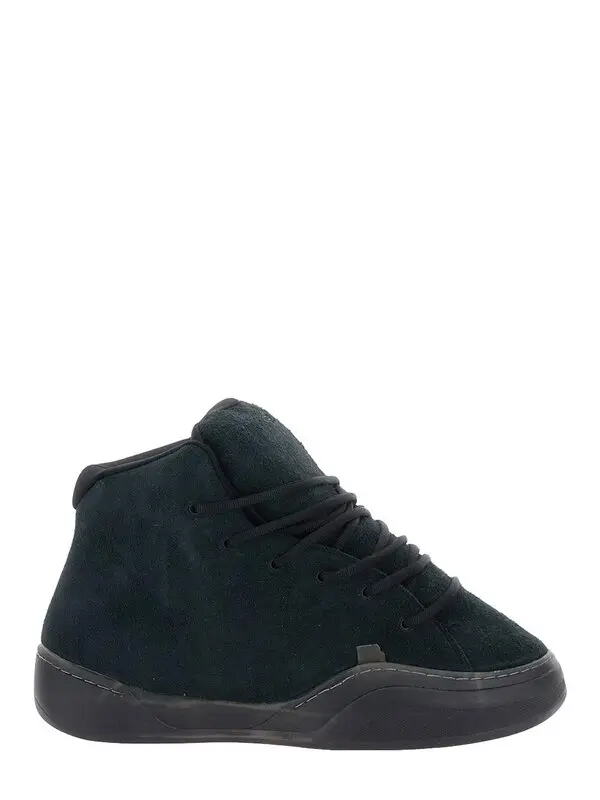 ERL Suede Mid-vamp Sneaker In Cow Leather With Lace-up Closure - Black