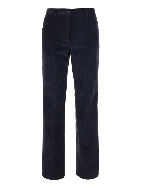 SEMICOUTURE Corduroy Five-pocket Pants With Belt Loops - Blu