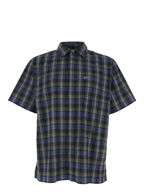 ERL Relaxed-fit Check-print Cotton-blend Shirt With Front Pocket - Grey