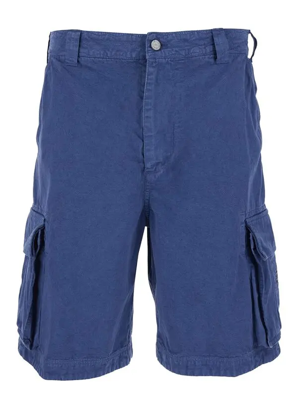 ERL Cotton Bermuda Shorts With Cargo Pockets - Blu