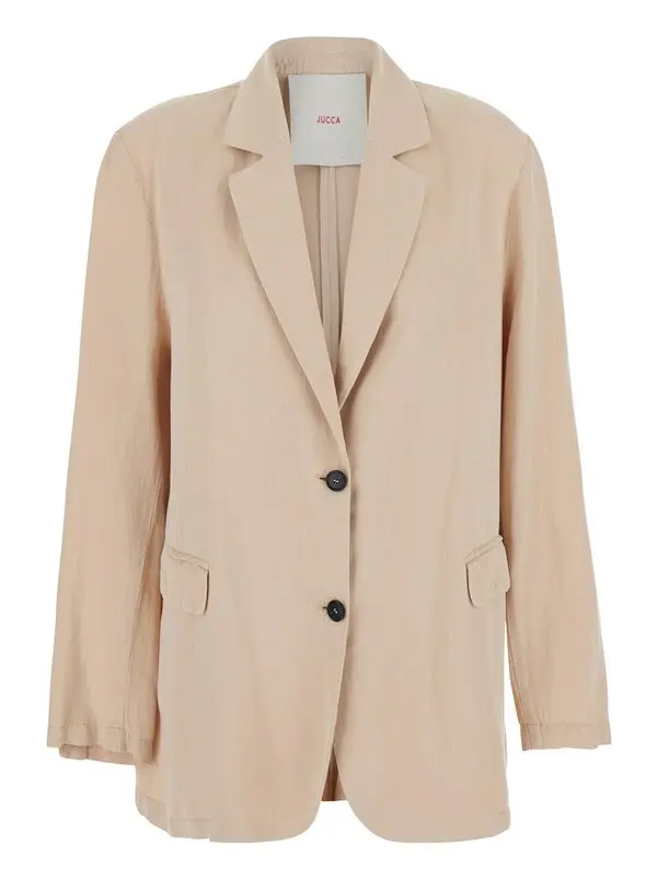 JUCCA Single-breasted Notched Lapel Jacket - Beige