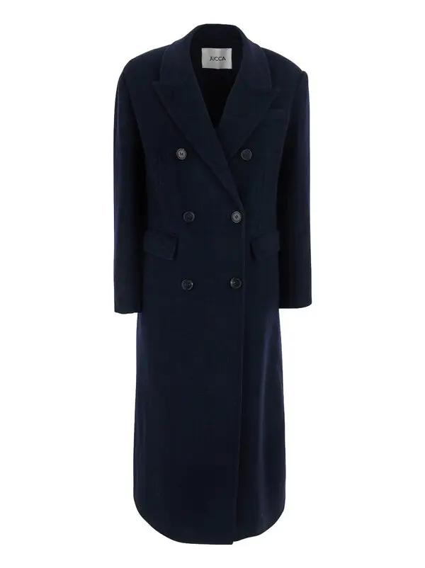JUCCA Double-breasted Notched-lapel Wool-cashmere Jacket With Patch Pockets - Blu