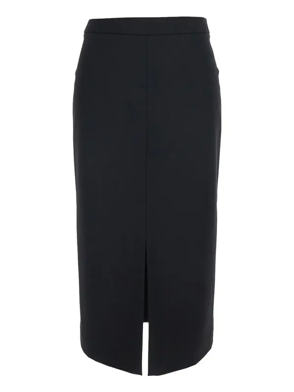 JUCCA High-waist Wool-blend Skirt With Front And Back Slits - Black