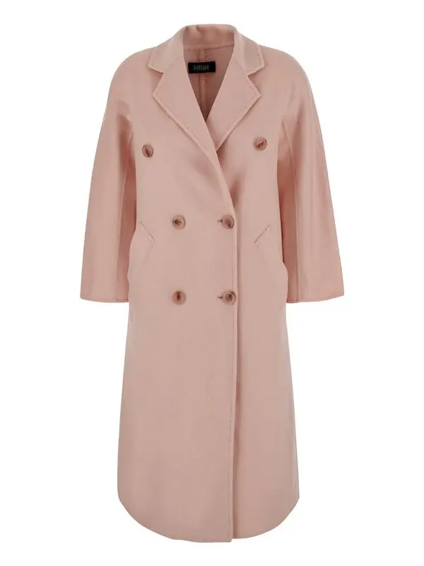 LEPLAIN Wool Double-breasted Blazer Jacket With Classic Lapels And Side Pockets - Pink