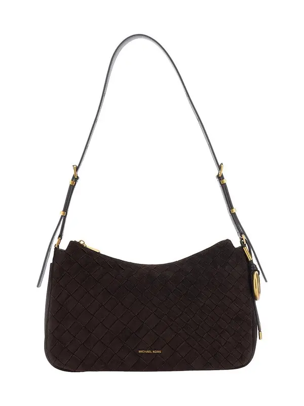 Michael Kors Nolita Medium Convertible Shoulder Handbag With Gold-tone Hardware, Zip Closure & Adjustable Strap - Brown