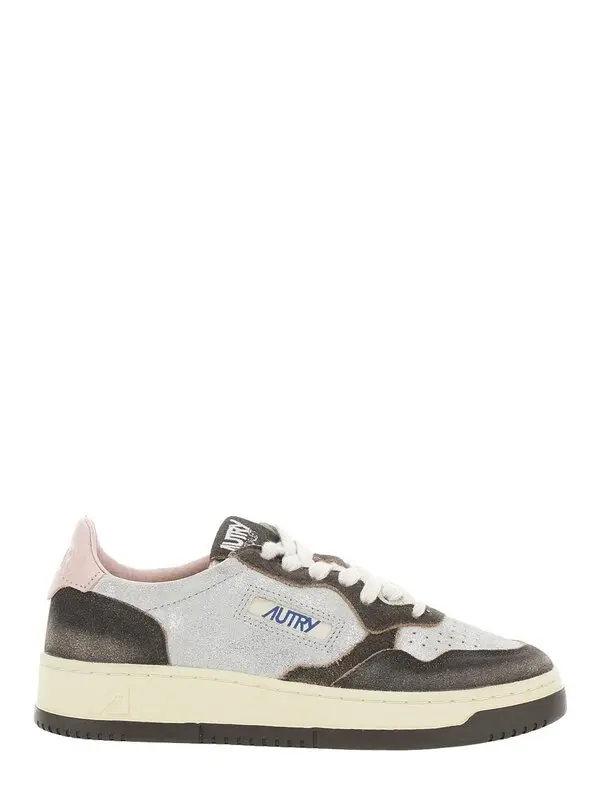 AUTRY Medalist Low-top Suede Sneaker With Logo Patch And Vintage Effect - Brown