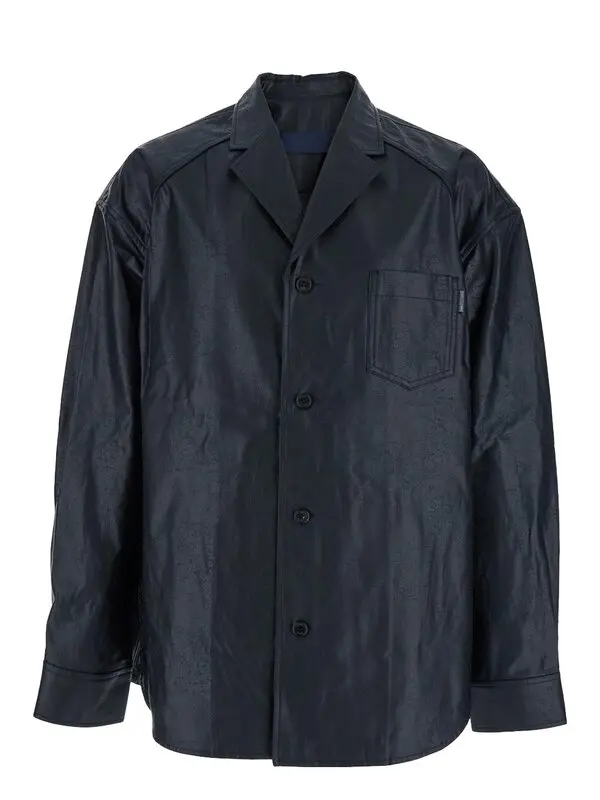 JUUN.J Cotton Shirt With Classic Collar, Chest Pocket & Drop-shoulder Fit - Blu