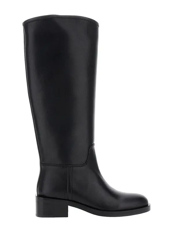 Jeffrey Campbell Leather Knee-high Boots With Block Heel - Black