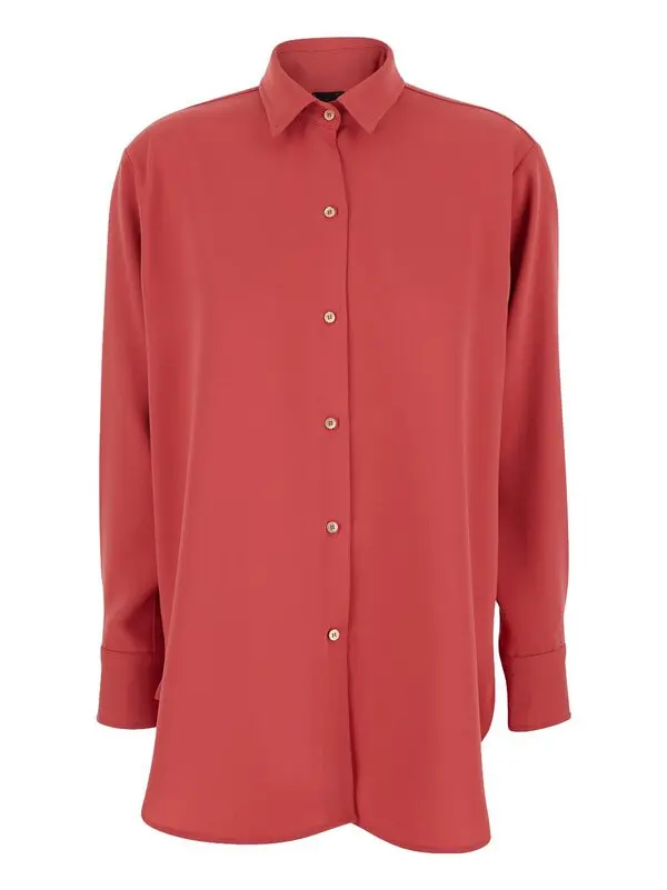 LEPLAIN Classic Collar Button-down Shirt With Long Sleeves And Relaxed Fit - Red