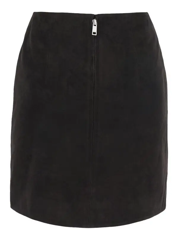 ROTATE BY BIRGER CHRISTENSEN Suede Mini Skirt With Back Zip Closure For - Black