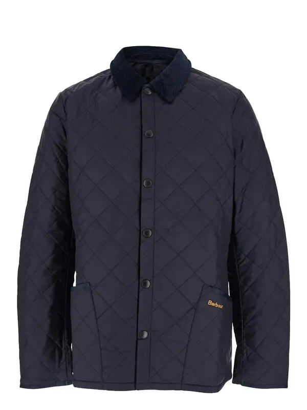 Barbour Heritage Liddesdale Tech Fabric Quilted Jacket With Ribbed Collar - Blu