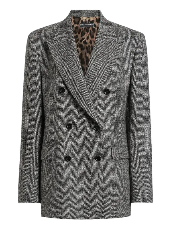 Dolce & Gabbana Double-breasted Chevron Jacket - Grey
